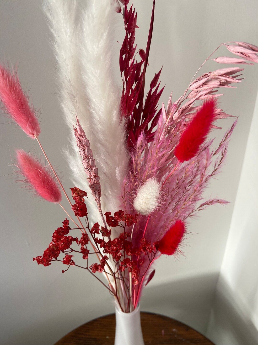 RUBY| Berry Red, Pink and White , Dried Flowers Bouquet. Pastel Light ...
