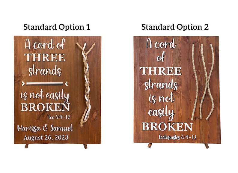 Large Ecclesiastes 4 12 Wooden Sign, Christian Wedding, Cord of 3 ...