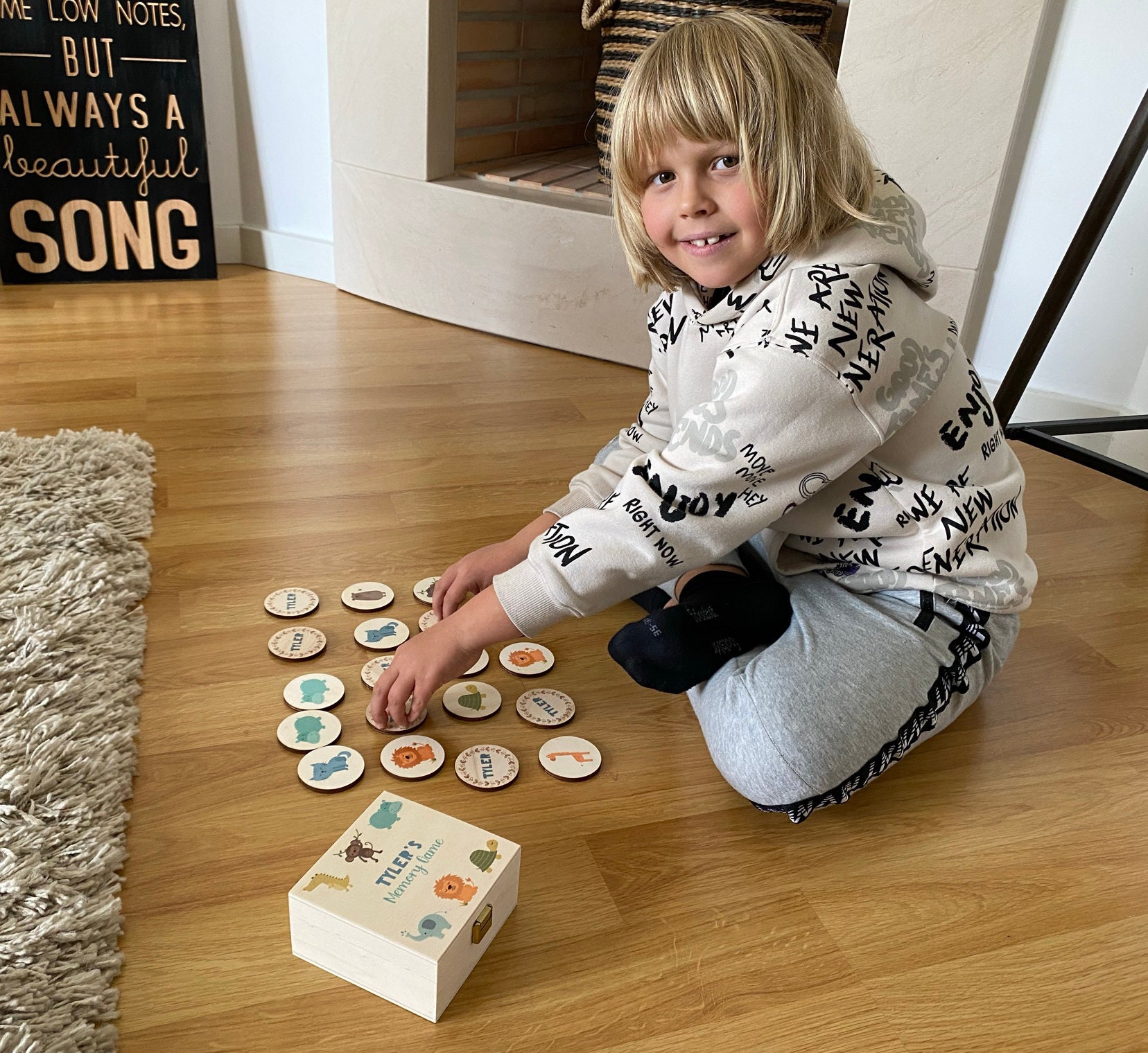 Wooden Memory Game Toys and Games Personalized Gifts for Kids Matching ...