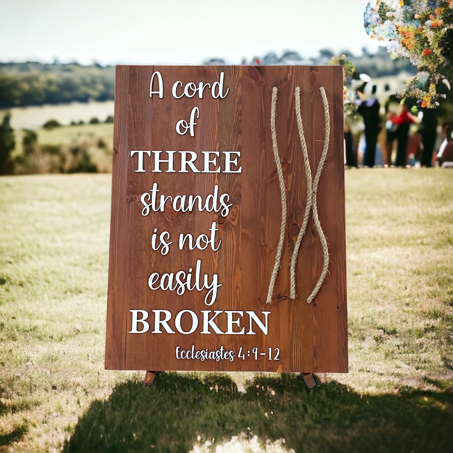 Large Ecclesiastes 4 12 Wooden Sign, Christian Wedding, Cord of 3 ...