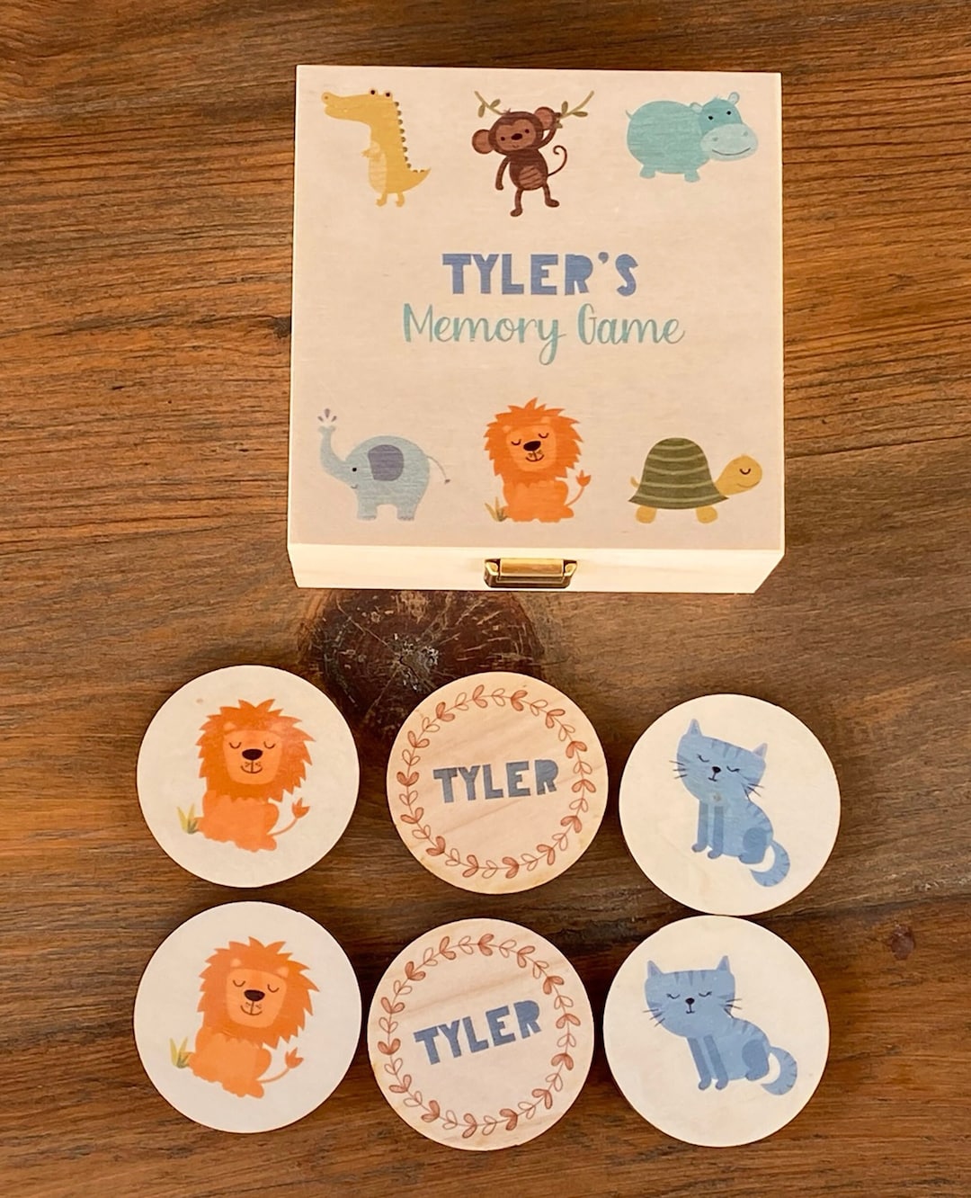 Personalized Wood Memory Game: Montessori Animal Matching Cards - Etsy