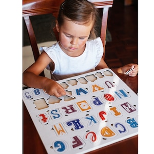 Wooden Puzzle, Kids Educational Activity, Wooden Alphabet Letters ...