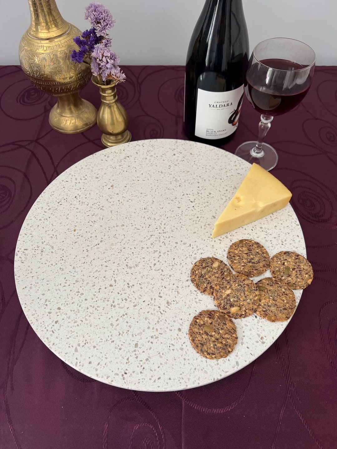 Lazy Susan 60 Cm Terrazzo Style Stone Turntable Handmade Rotating ...