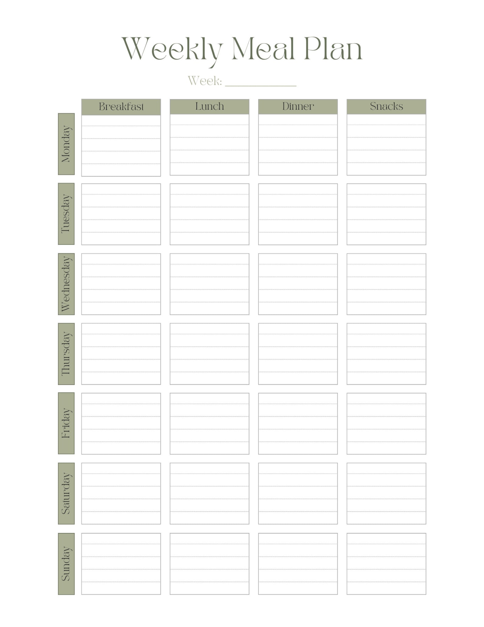 Printable Weekly Meal Planner Minimalist Meal Plan Health Meal Plan ...