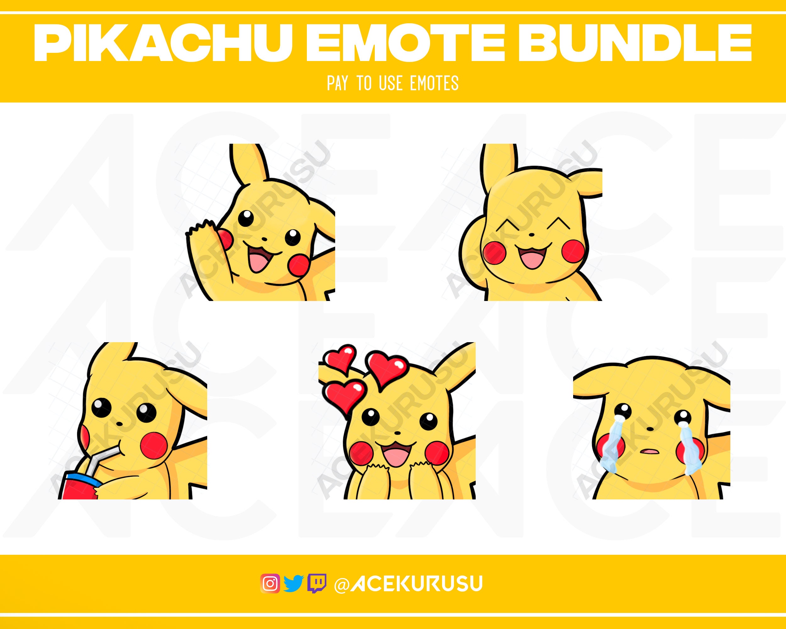 Cute Pikachu Emote Bundle | Twitch Emote Bundle | P2U Premade Stream ...