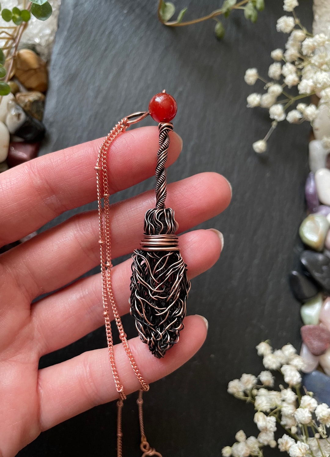 Carnelian Witch Broom Pendant, Broom Necklace, Witches Broomstick ...