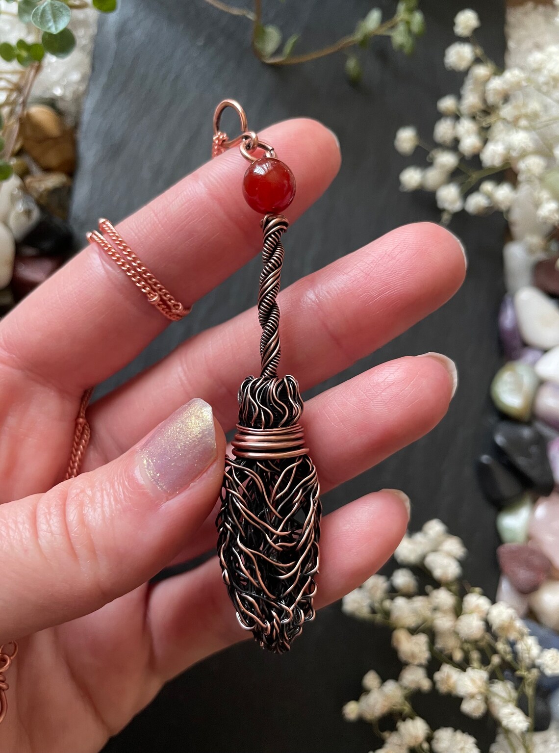 Carnelian Witch Broom Pendant, Broom Necklace, Witches Broomstick ...
