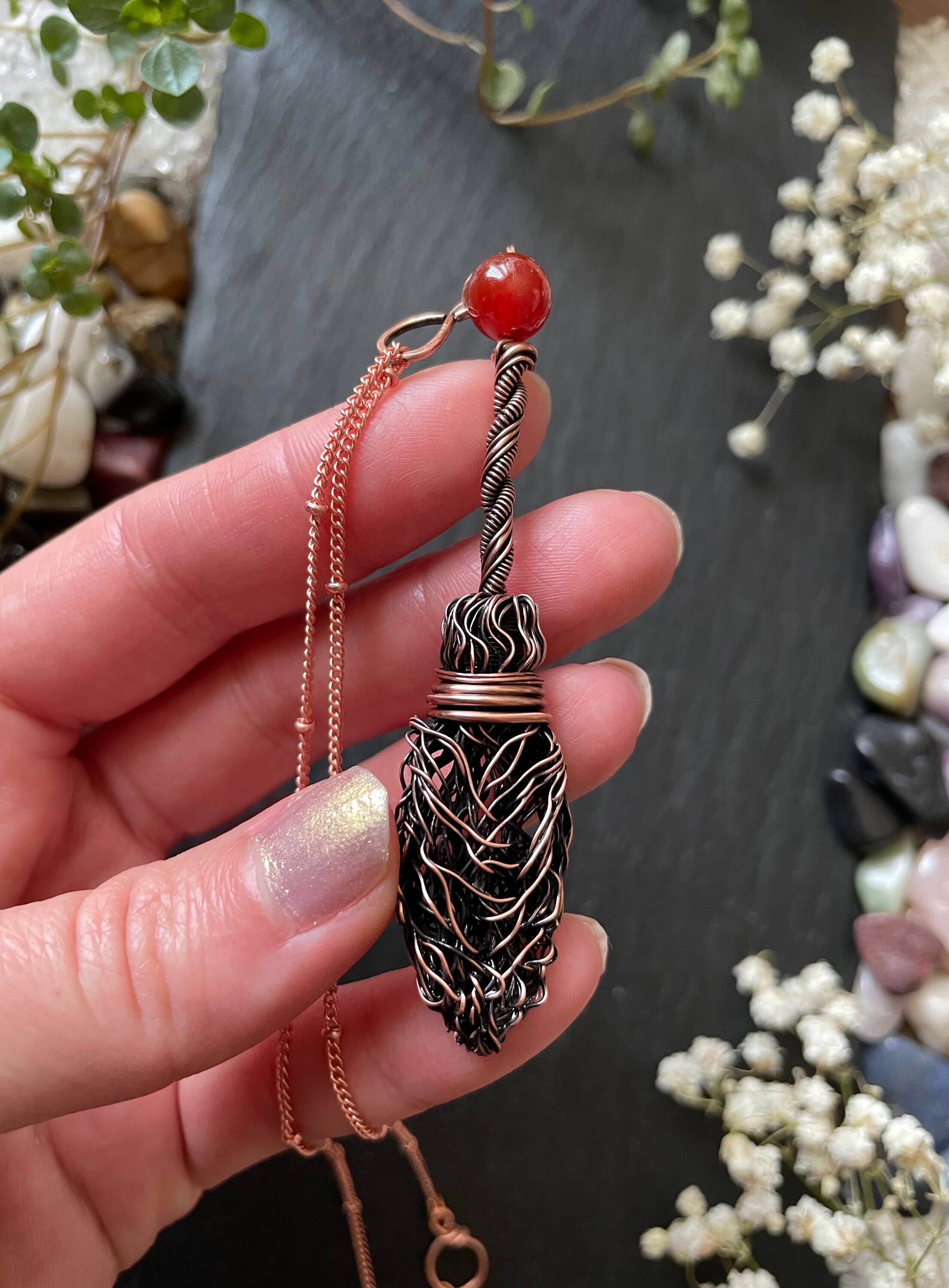 Carnelian Witch Broom Pendant, Broom Necklace, Witches Broomstick ...