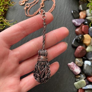 Made to Order - Antiqued Copper Witch Broom Pendant With Straight ...