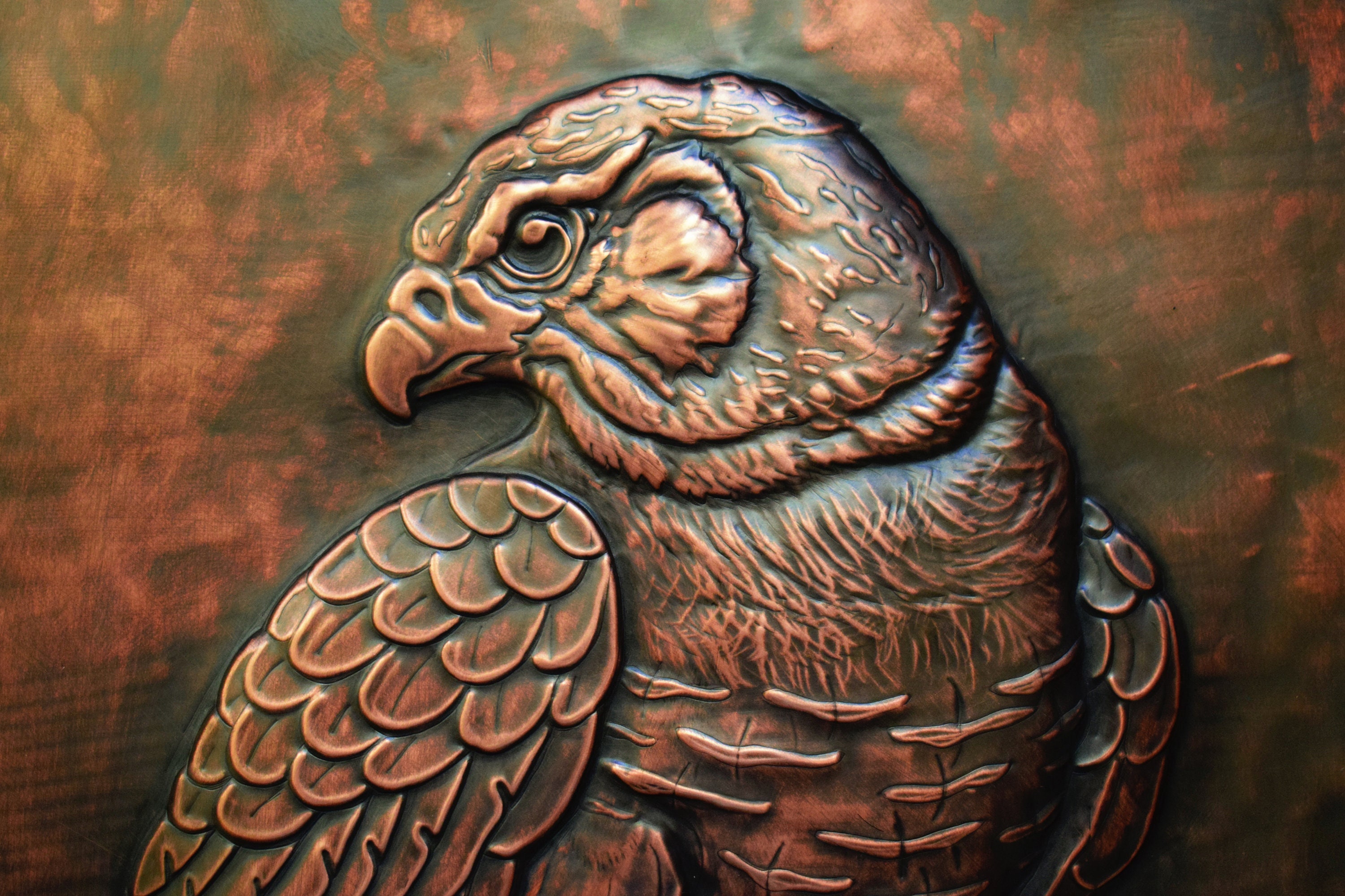 Unique Birthday Gift Red Tailed Hawk Copper Artwork Original Metal Wall ...