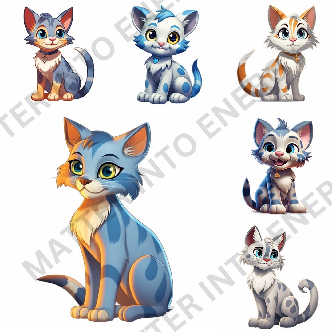 Happy Cat Clipart 21-pack Transparent Background PNG 300dpi Commercial ...