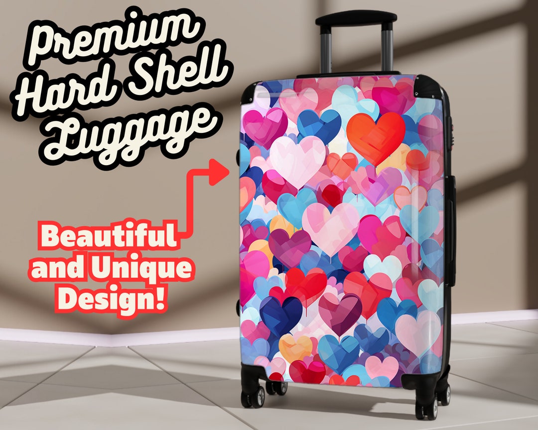 Hearts Hardshell Suitcase With Lock Hard Shell Luggage Rolling - Etsy