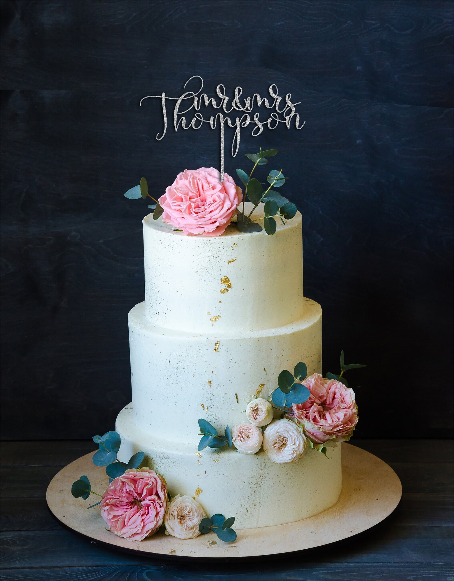 Gold Cake Topper for Wedding Personalized Cake Topper Rustic | Etsy