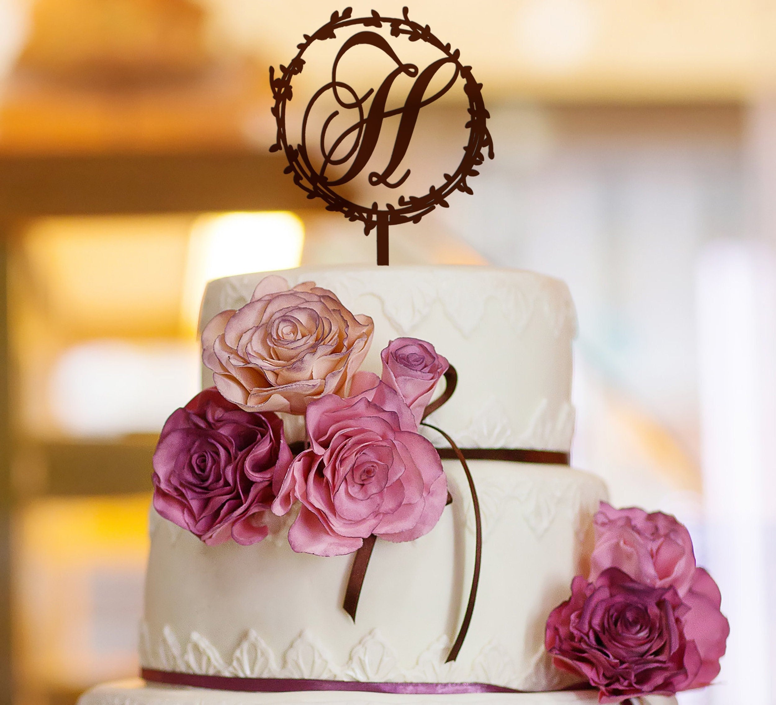 Initial Wedding Cake Topper Gold Cake Topper Custom Cake | Etsy