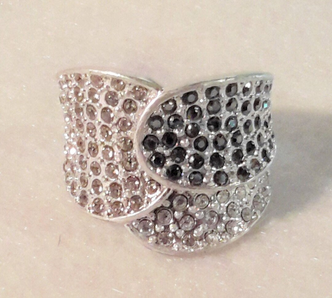 PDI Modernistic Rhinestone Pave Ring Size 9. Silver See - Etsy
