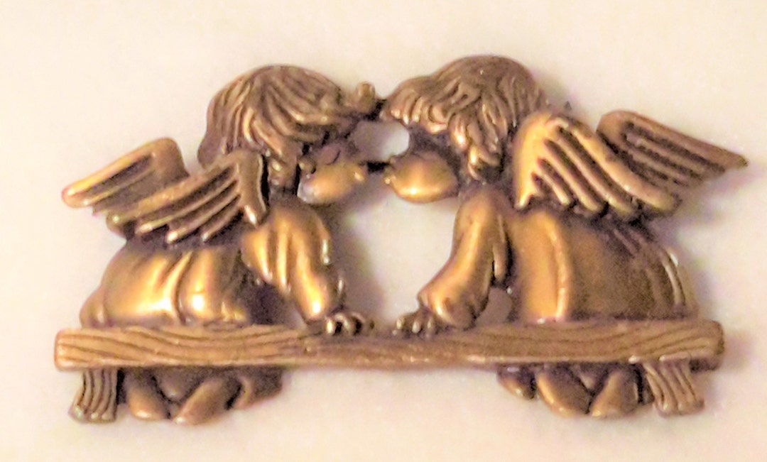 JJ JONETTE Kissing Angels Pin 2 X 1 1/4 See - Etsy