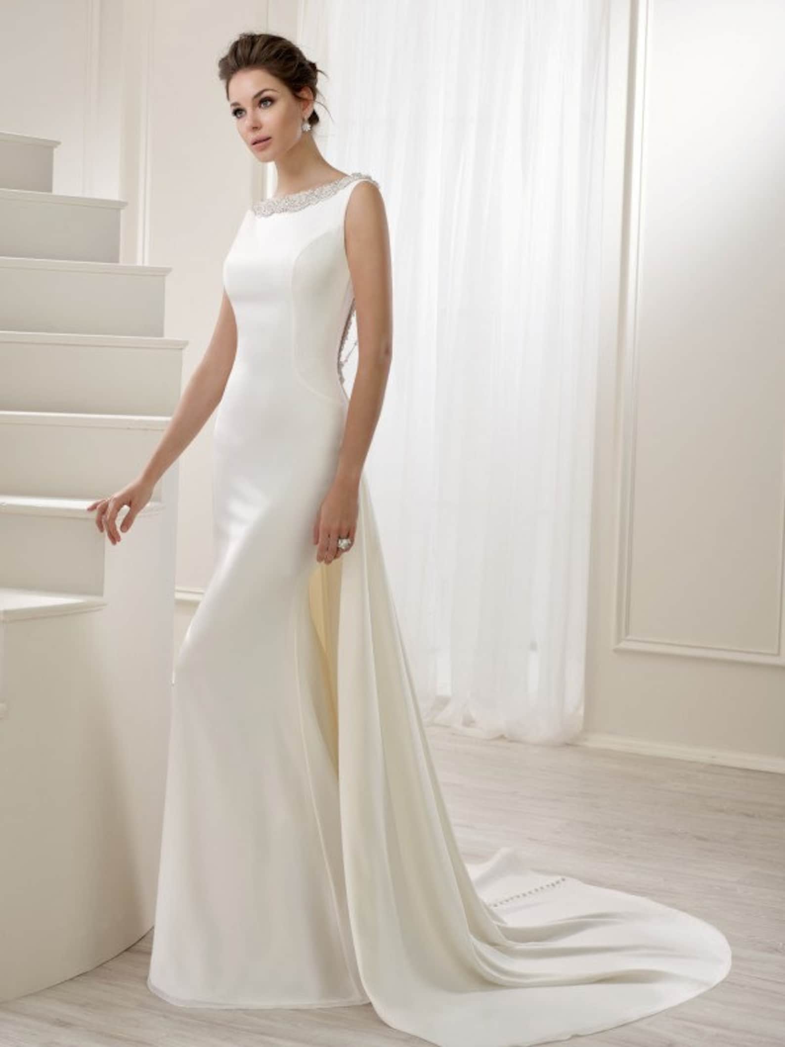 Sleeveless Beaded Neckline With Beaded Draped Open Back Sheath - Etsy