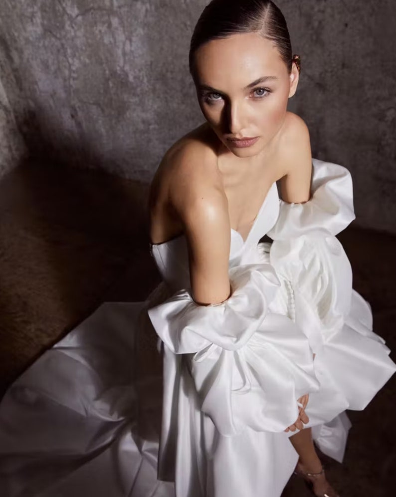 Victorian Double Satin Puff & Ribbon Center Detached Sleeves - Etsy