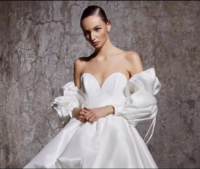 Victorian Double Satin Puff & Ribbon Center Detached Sleeves - Etsy