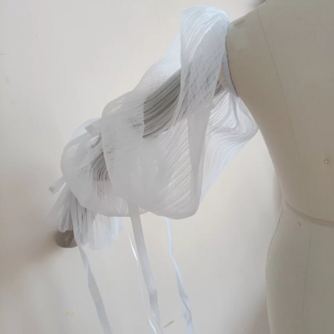 Detached Pleated Tulle & Ribbon Full Sleeves - Etsy
