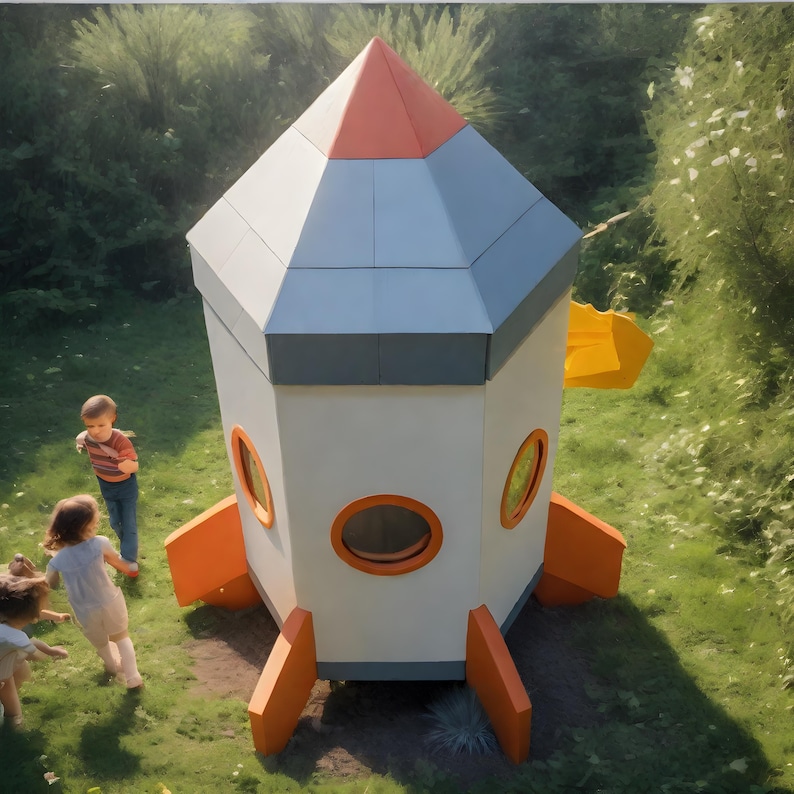 Rocket Ship Playhouse Plans – DIY Kids Outdoor Playhouse (PDF Download ...