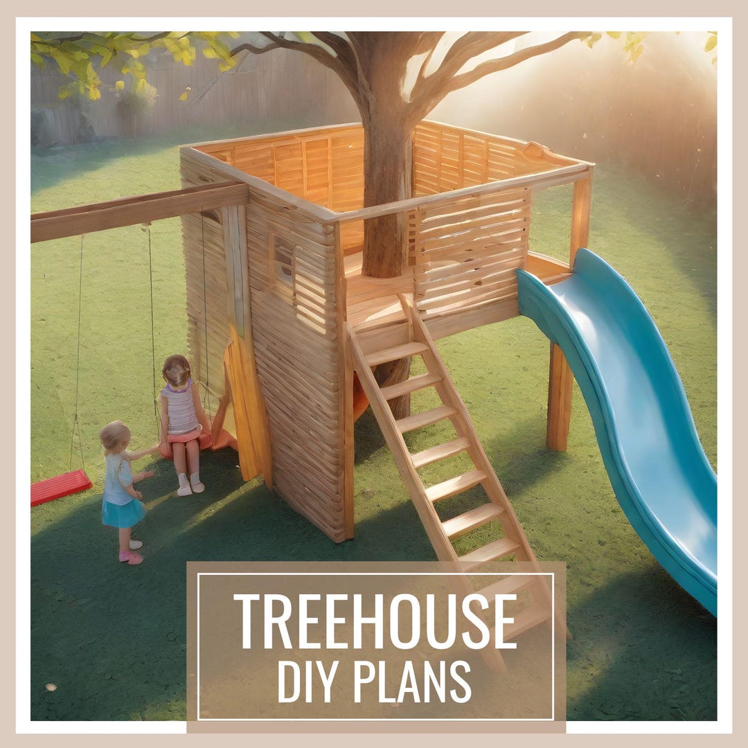 Outdoor Playhouse Plans – Treehouse Style Kids Playhouse With Slide ...
