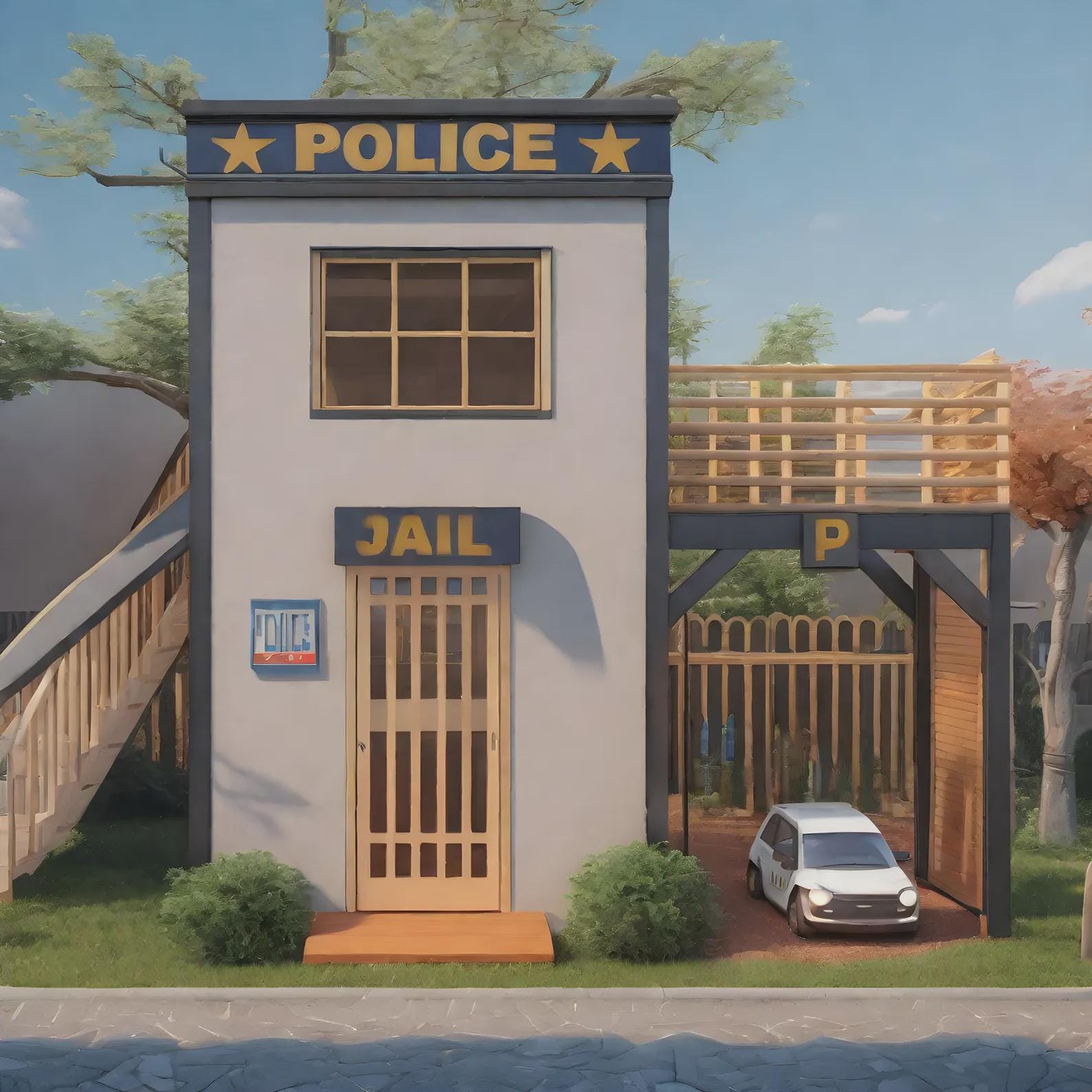 Outdoor Playhouse Plans – Police Station Kids Playhouse PDF (6ft ...