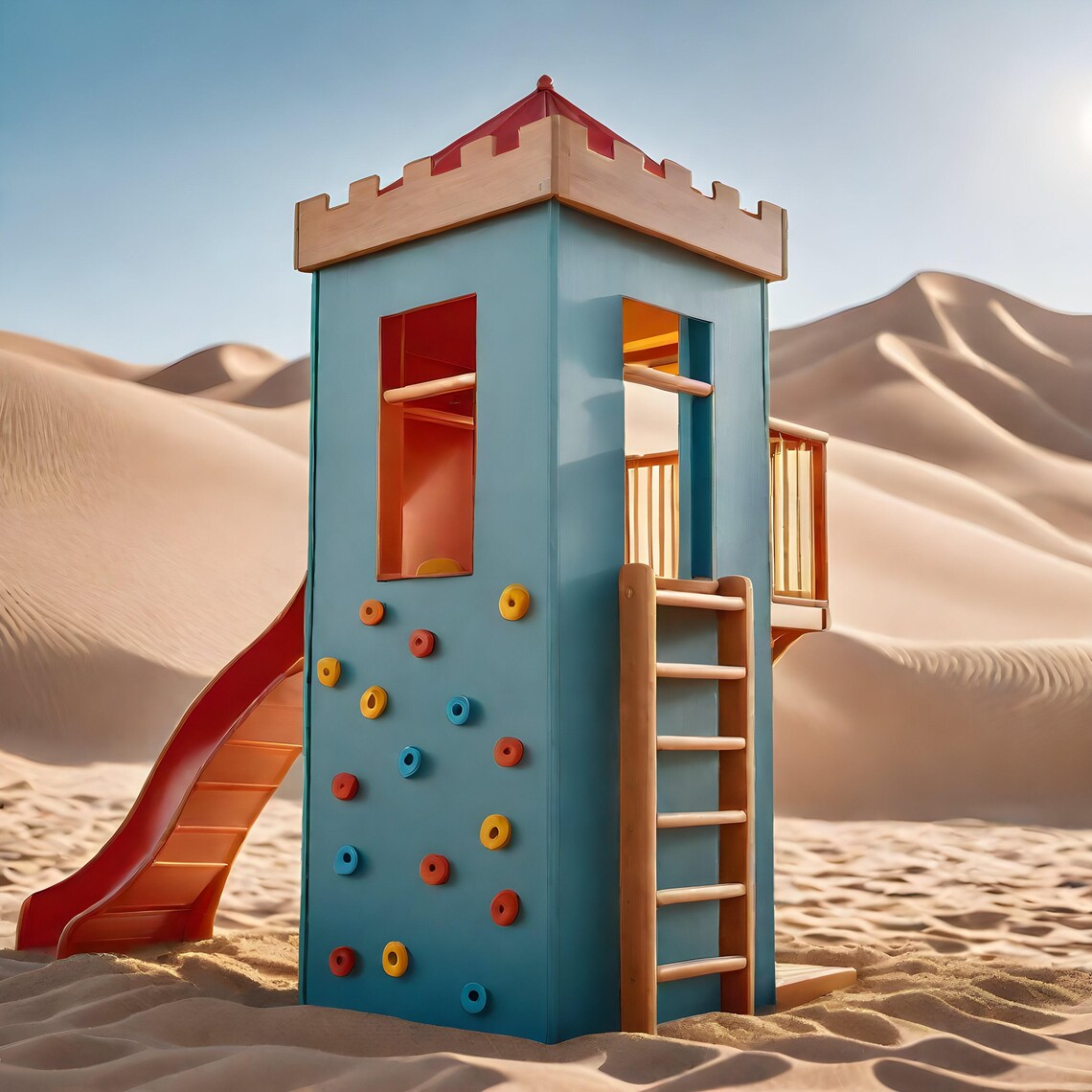 Outdoor Playhouse Plans – Tall Tower Kids Playhouse With Climbing Wall ...