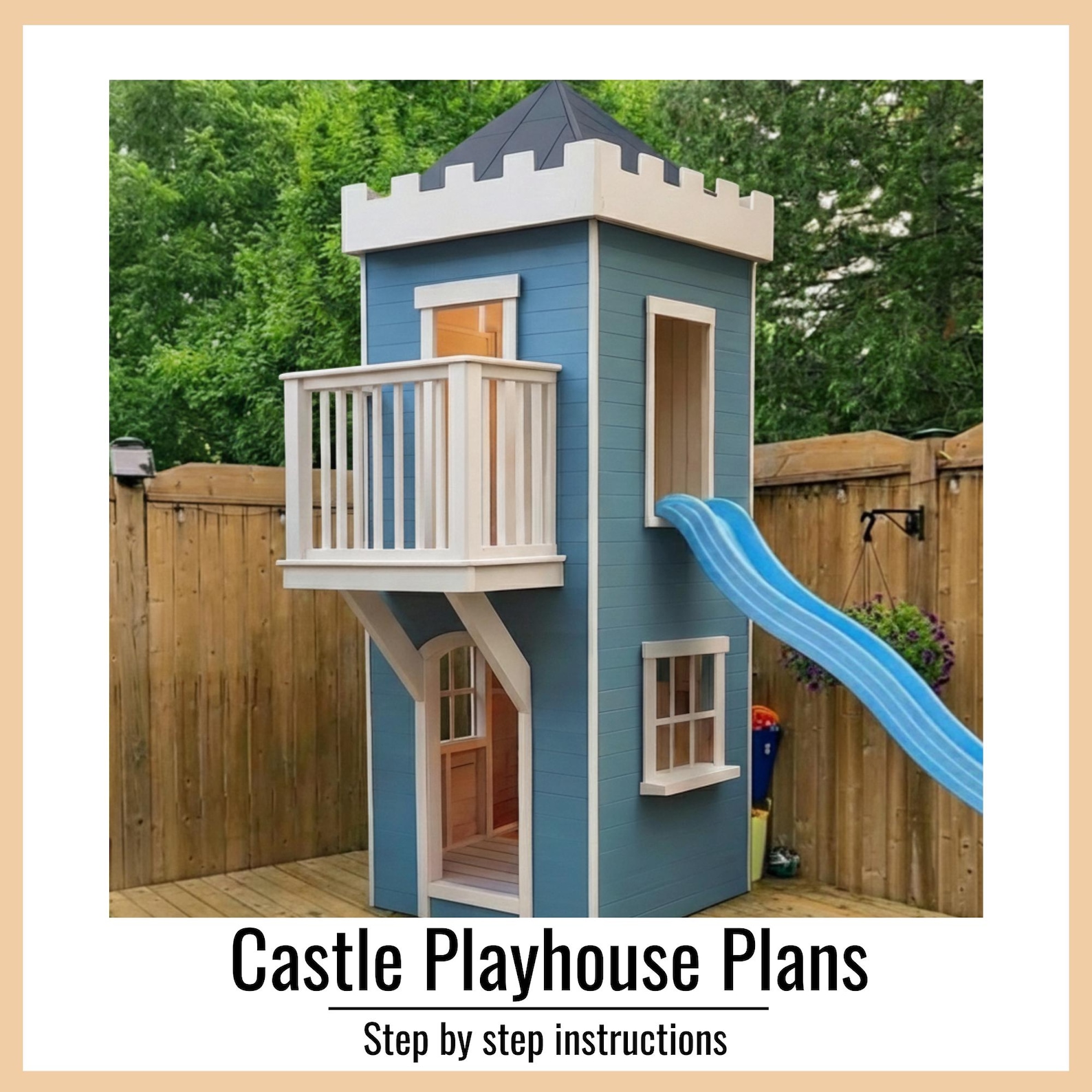 Outdoor Playhouse Plans – Tall Tower Kids Playhouse With Climbing Wall ...