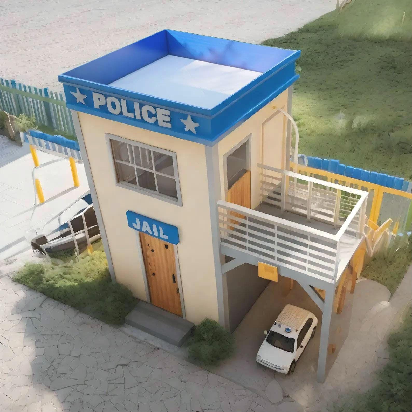 Outdoor Playhouse Plans – Police Station Kids Playhouse PDF (6ft ...