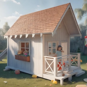 Outdoor Playhouse Plans – Two Story Classic Kids Playhouse With Slide ...