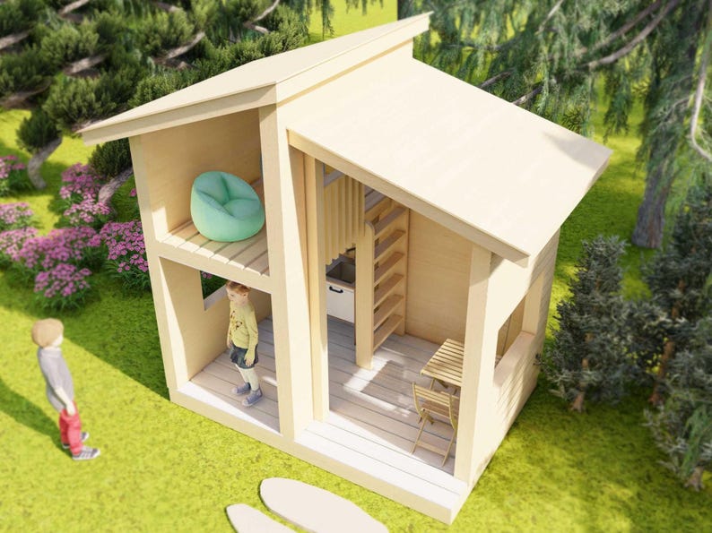 Modern Playhouse DIY Plans- Two Story Playhouse - Digital Download - Etsy