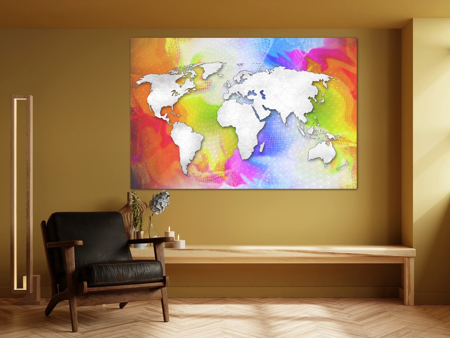World Map Printable Poster - Multicolored, Colorful, Instant Digital ...
