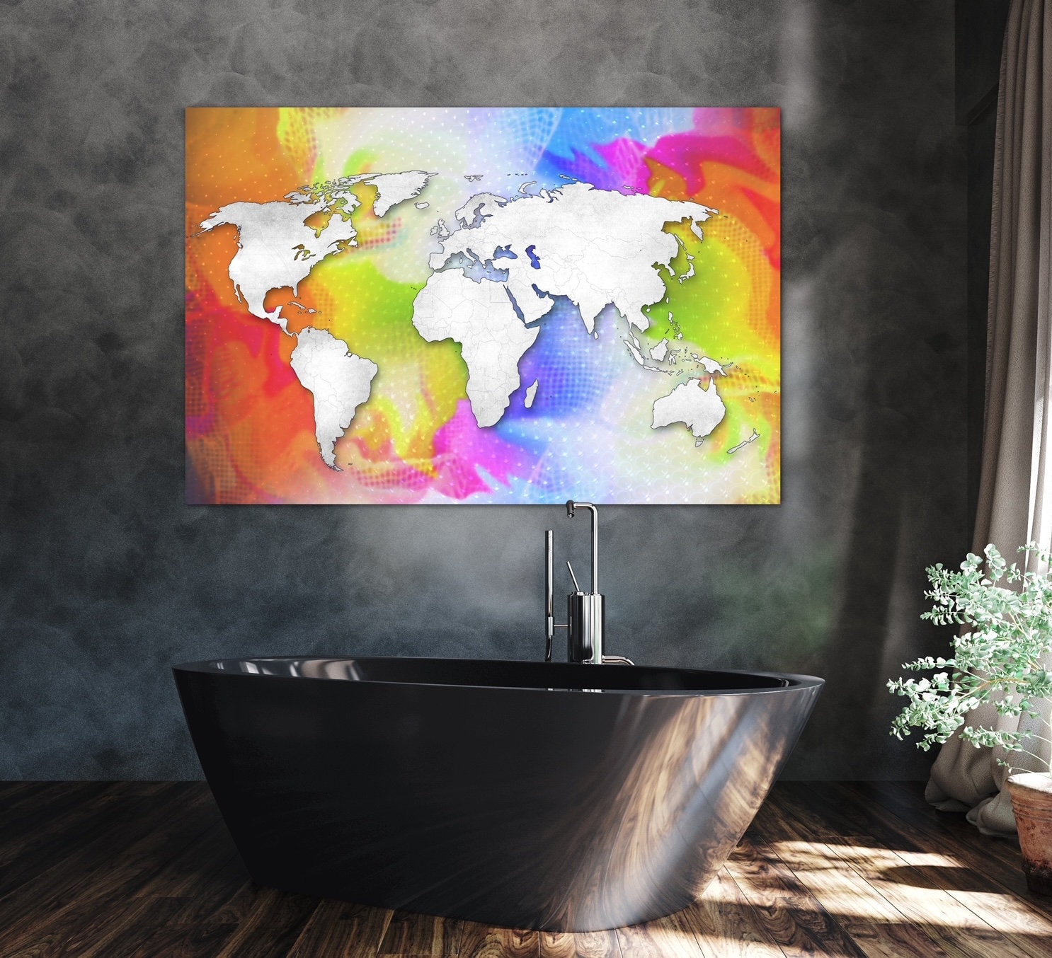 World Map Printable Poster - Multicolored, Colorful, Instant Digital ...