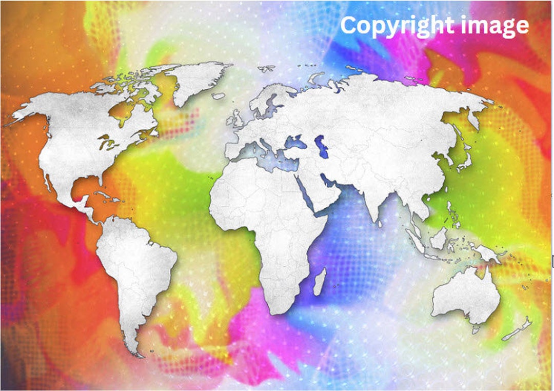 World Map Printable Poster - Multicolored, Colorful, Instant Digital ...