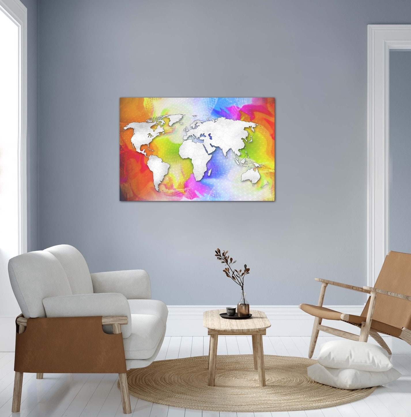 World Map Printable Poster - Multicolored, Colorful, Instant Digital ...