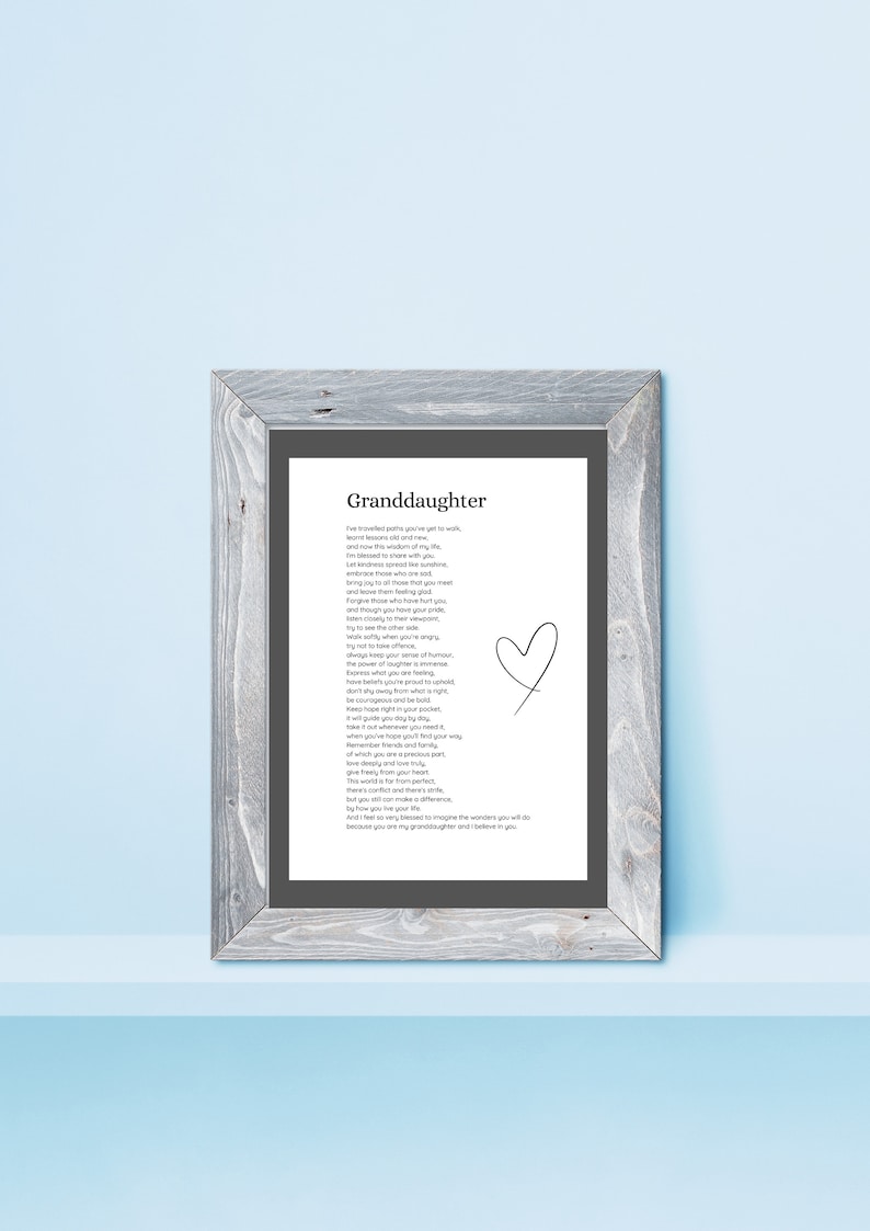 GRANDDAUGHTER POEM Original Poem to Print & Frame, Poem for ...
