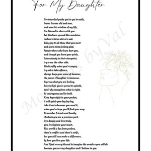 Original DAUGHTER POEM - Sentimental Gift for Daughter From Mum or Dad ...