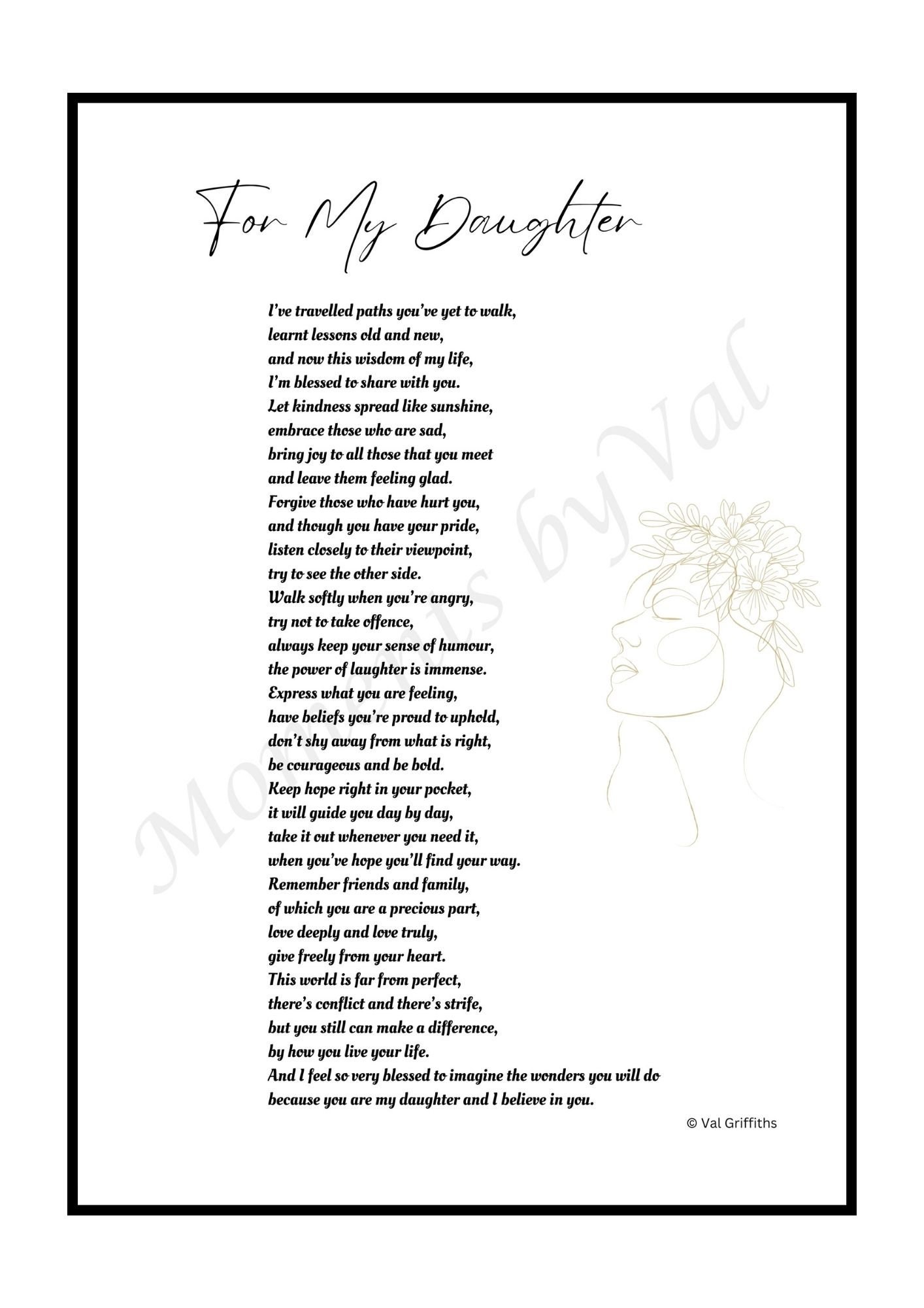 Original DAUGHTER POEM Sentimental Gift for Daughter From Mum or Dad ...