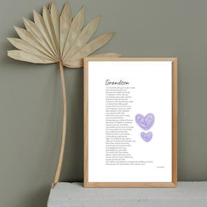 GRANDSON POEM - Original Poem to Print & Frame Instant Download Gift ...
