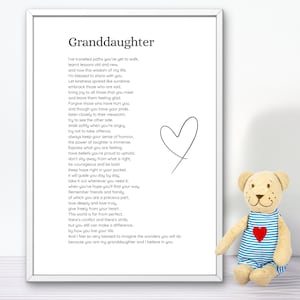 GRANDDAUGHTER POEM - Original Poem to Print & Frame, Poem for ...