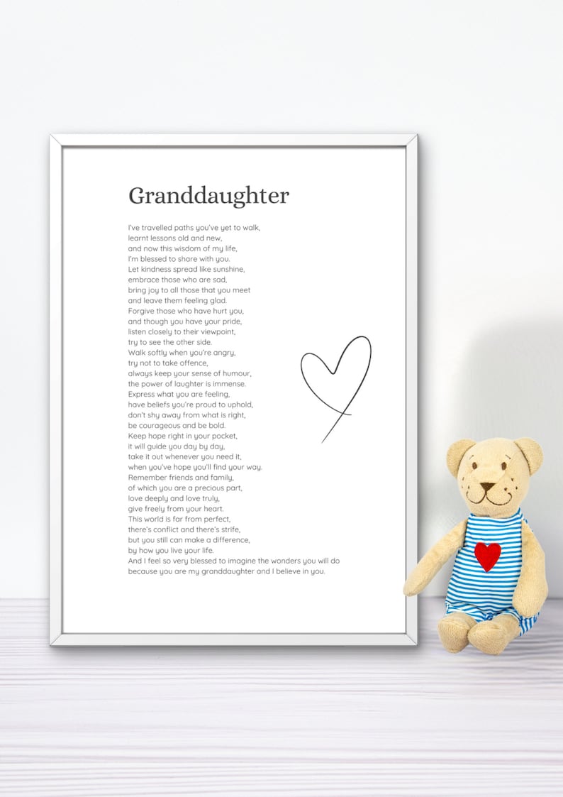 GRANDDAUGHTER POEM - Original Poem to Print & Frame, Poem for ...