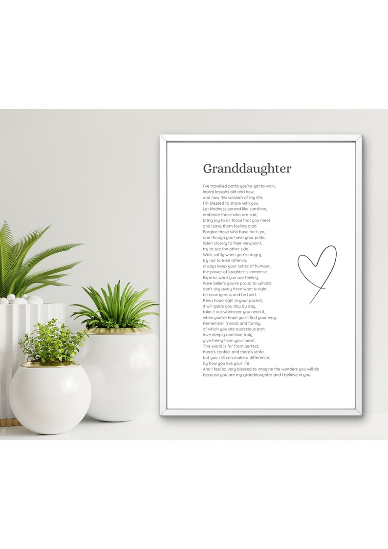 GRANDDAUGHTER POEM - Original Poem to Print & Frame, Poem for ...