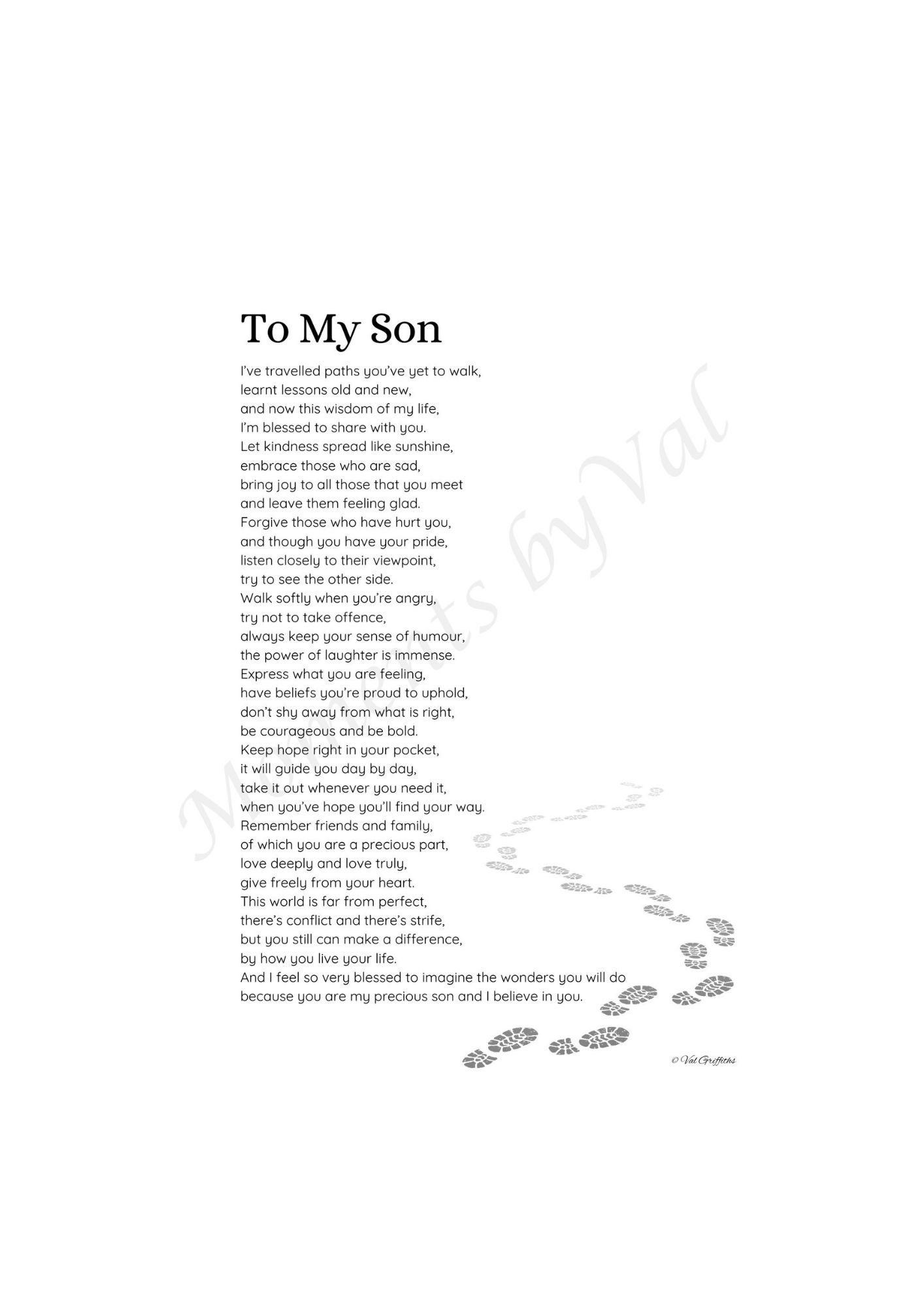 MY SON - Original Poem to Print & Frame Instant Download Gift for Son ...