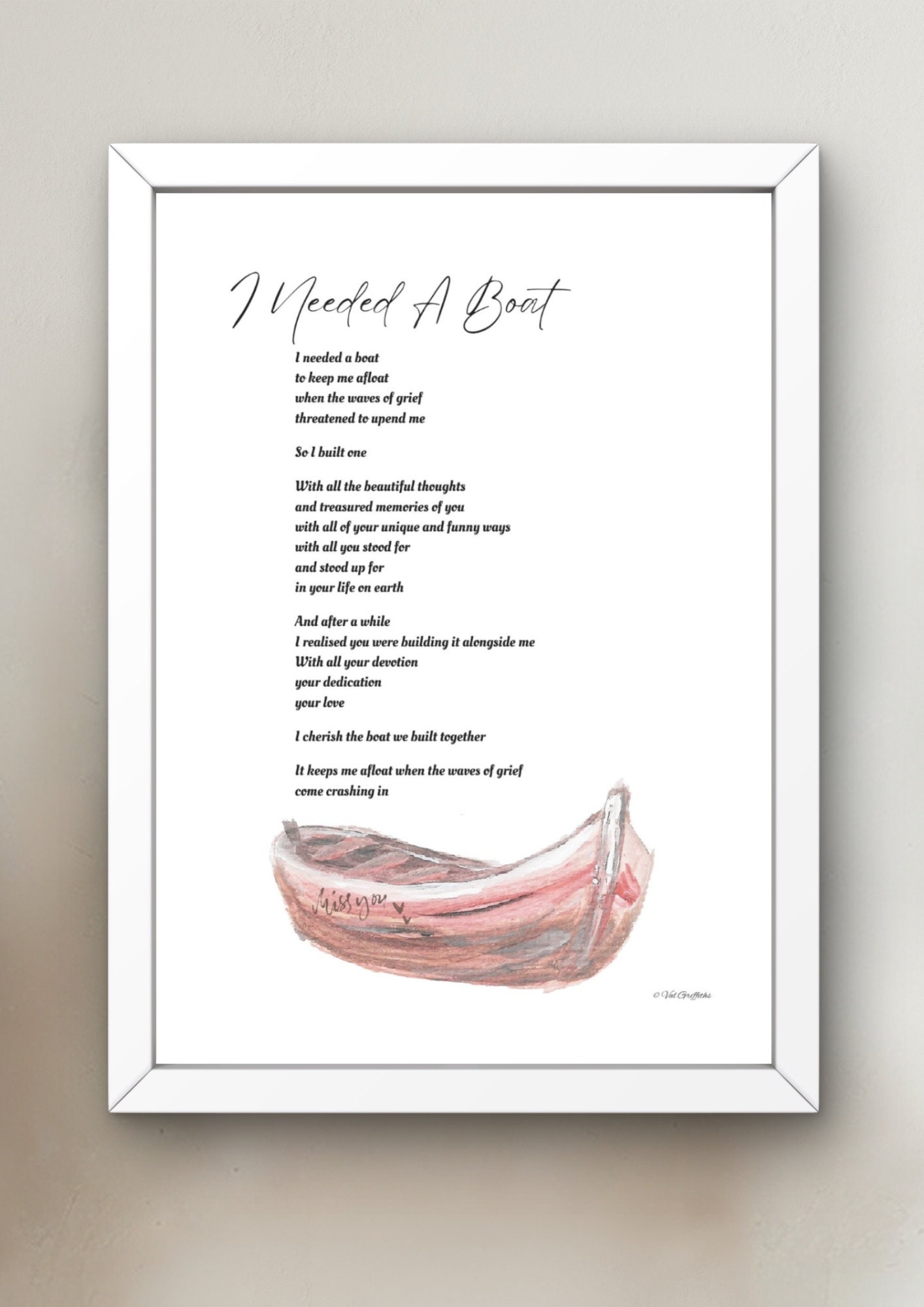 I Needed A Boat - Bereavement Poem, Remembrance, Sympathy Gift, Words ...