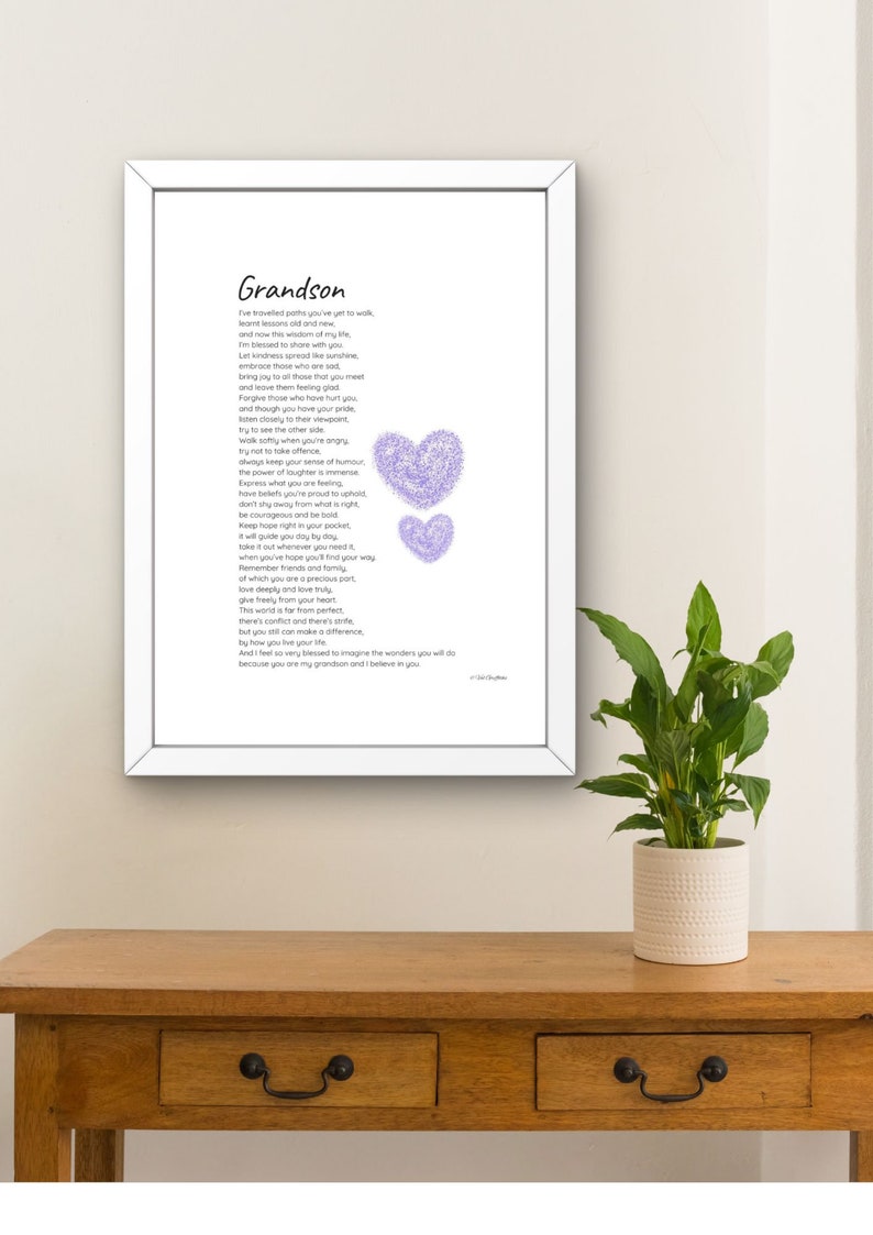 GRANDSON POEM - Original Poem to Print & Frame Instant Download Gift ...