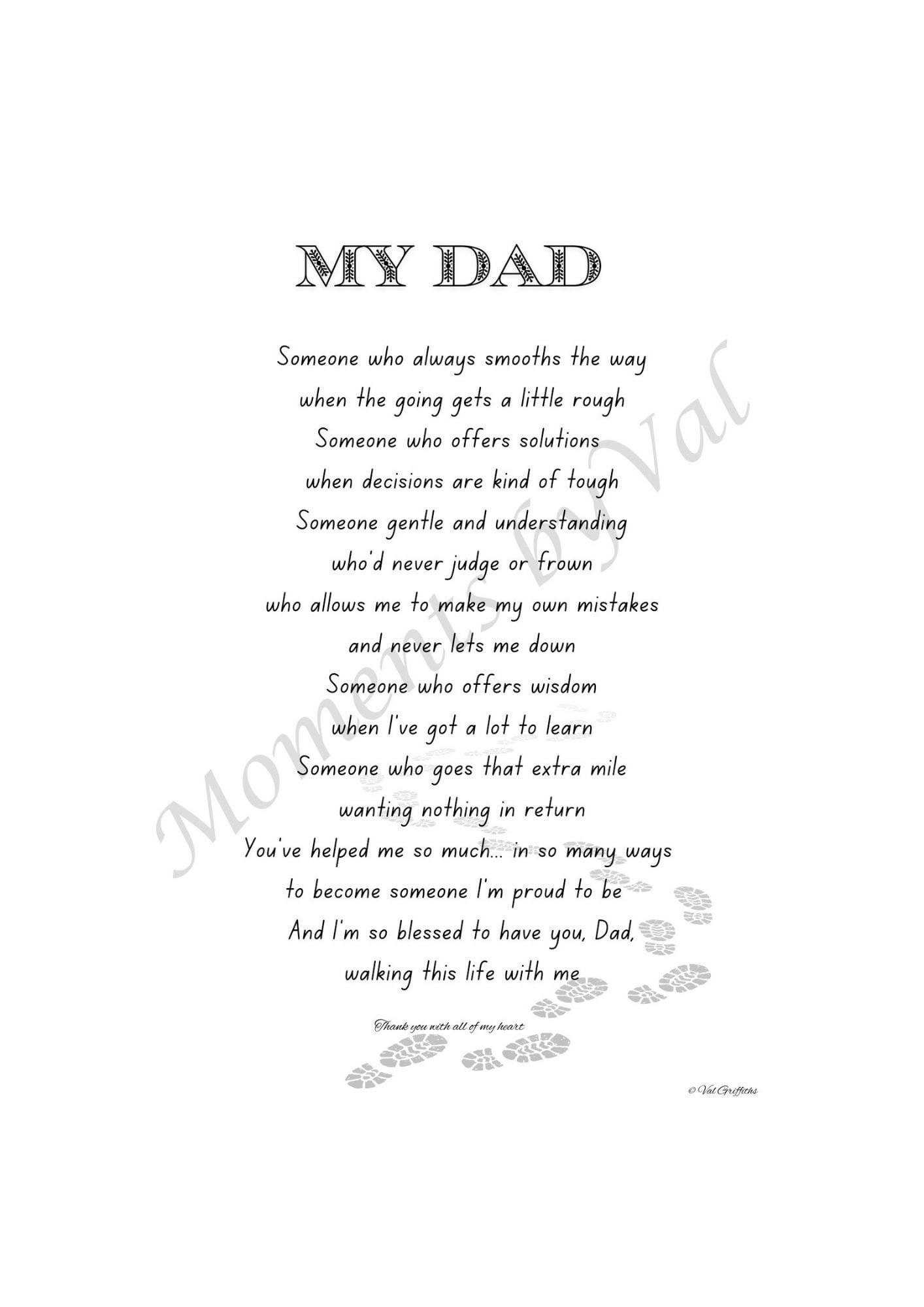 MY DAD original Poem for Dad Father's Day Gift birthday Gift for Dad ...