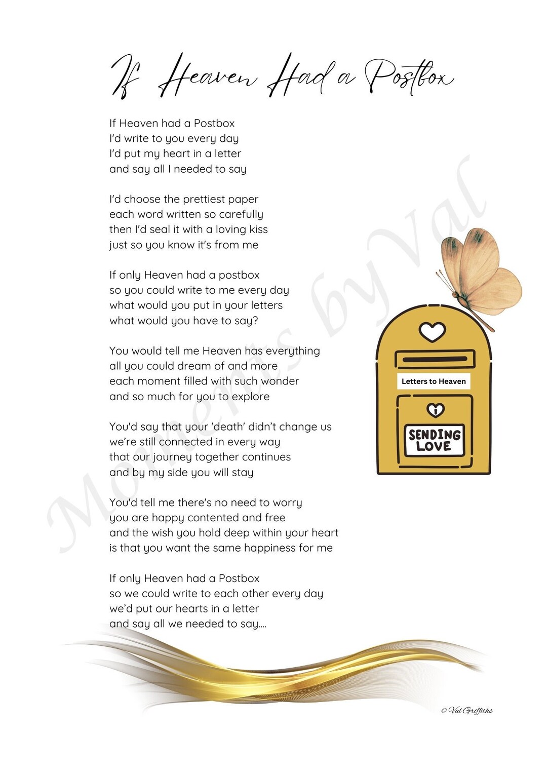 If Heaven Had A Postbox - Original Poem - Grief - Bereavement Gift ...
