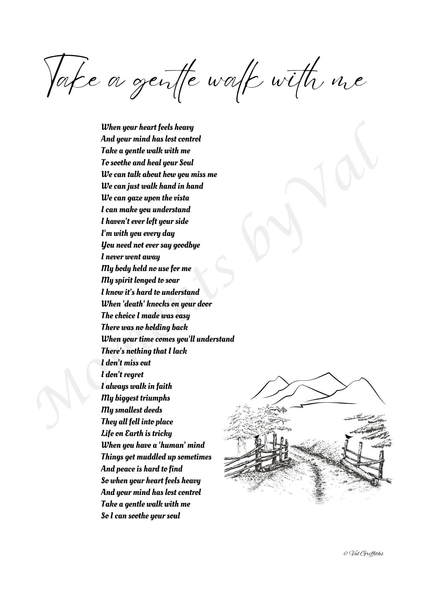 Take A Gentle Walk With Me - Bereavement Gift - Remembrance, Sympathy ...