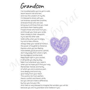GRANDSON POEM - Original Poem to Print & Frame Instant Download Gift ...